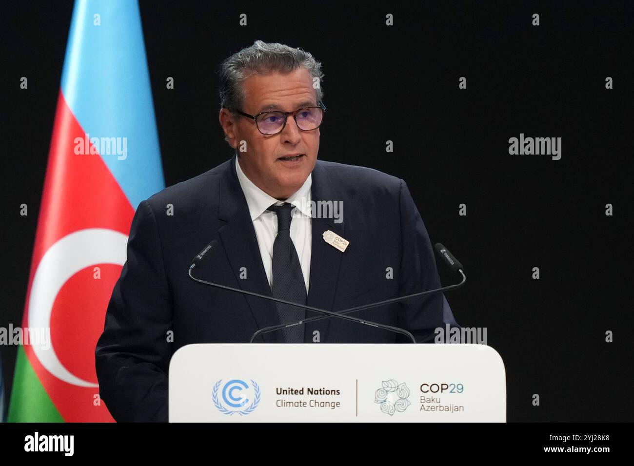 Morocco prime minister Aziz Akhannouch speaks during a plenary session ...