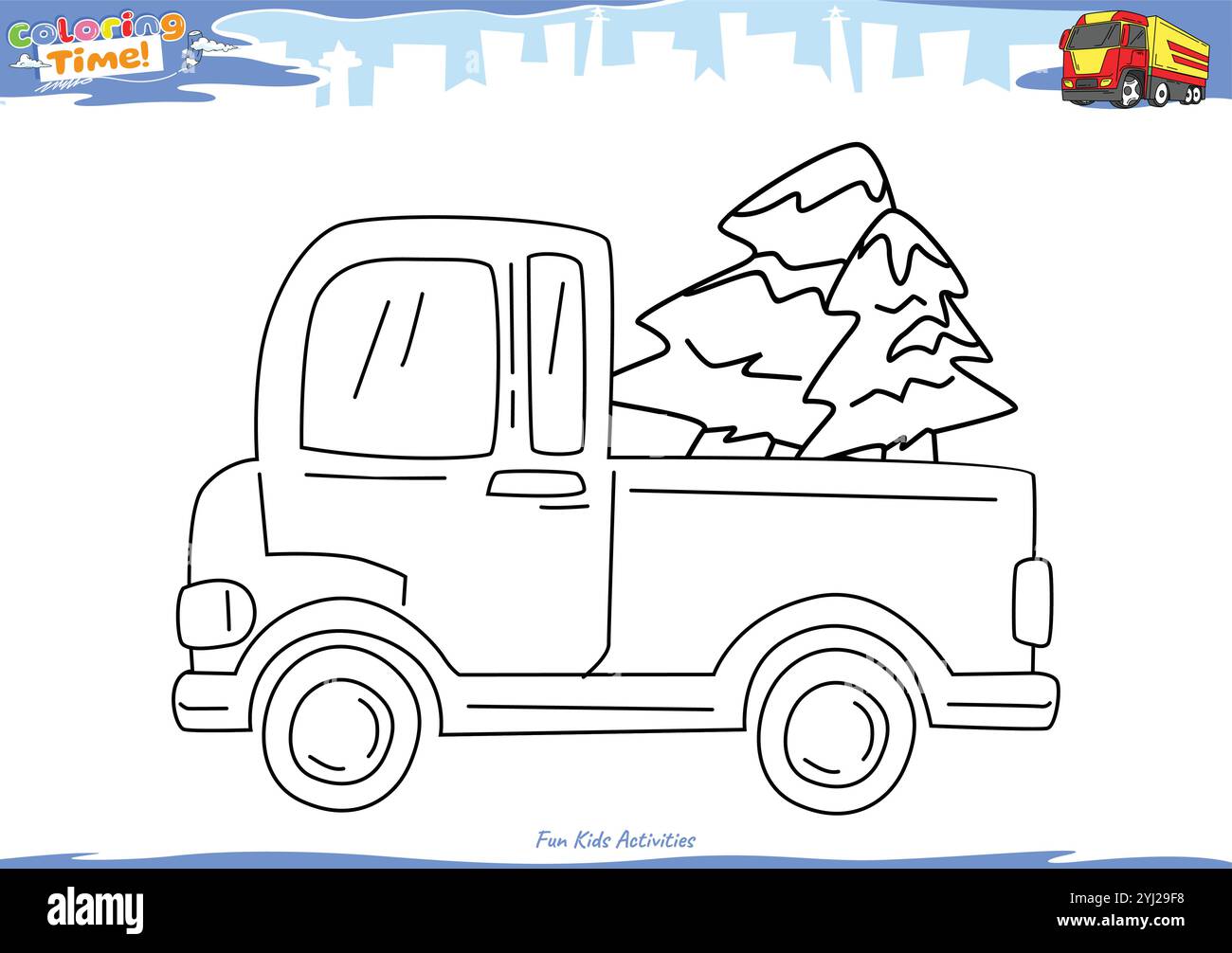 Lets color it. Coloring page with cute cartoon Stock Vector Image & Art ...