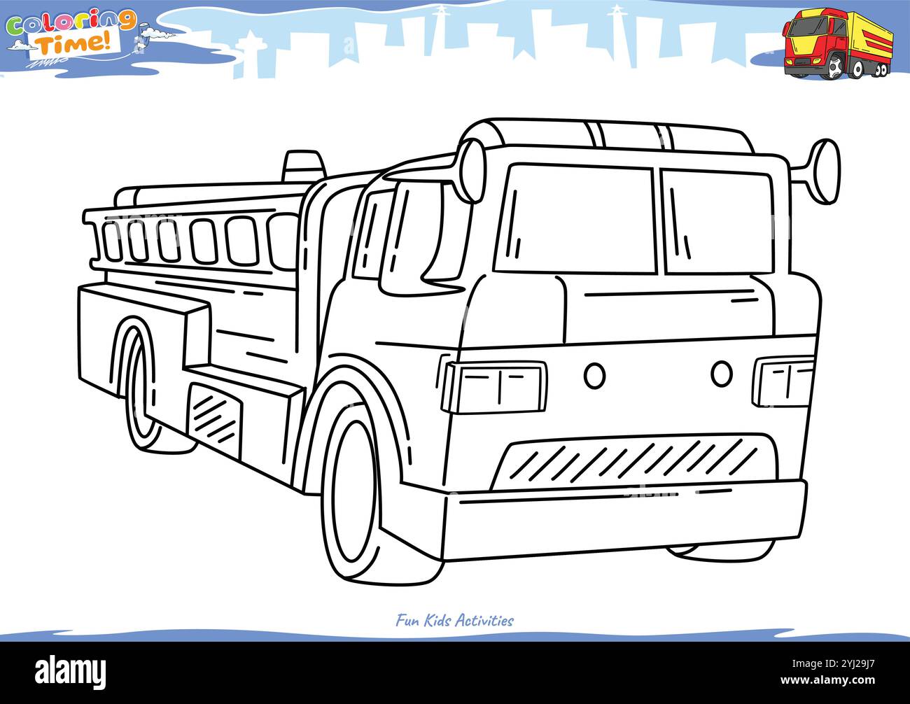 Lets color it. Coloring page with cute cartoon Stock Vector Image & Art ...