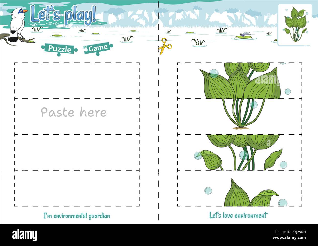 Lets play cut and paste puzzle game with Jungle theme Stock Vector ...