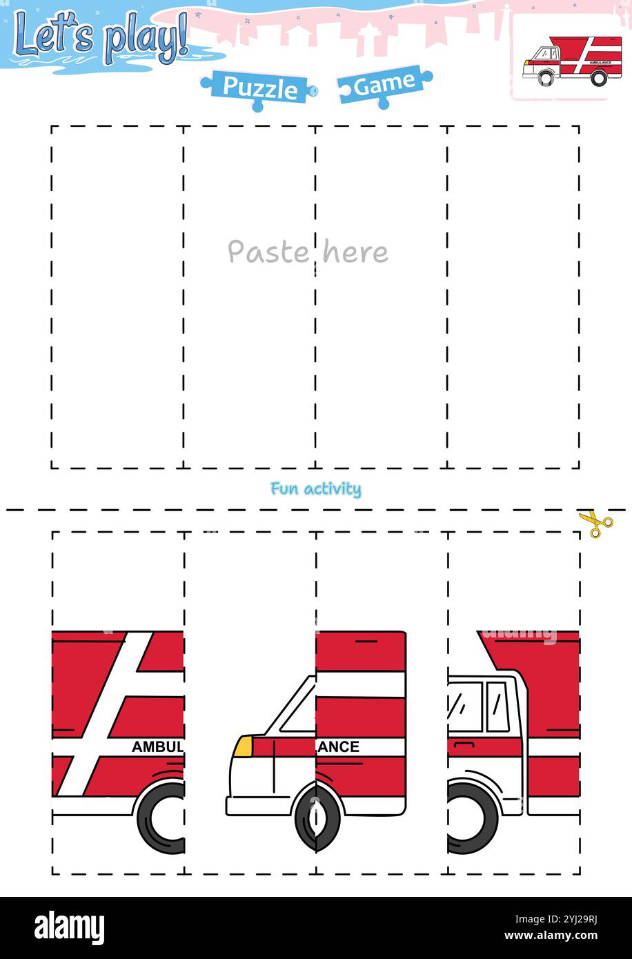 Lets play cut and paste puzzle game with transportation theme Stock ...