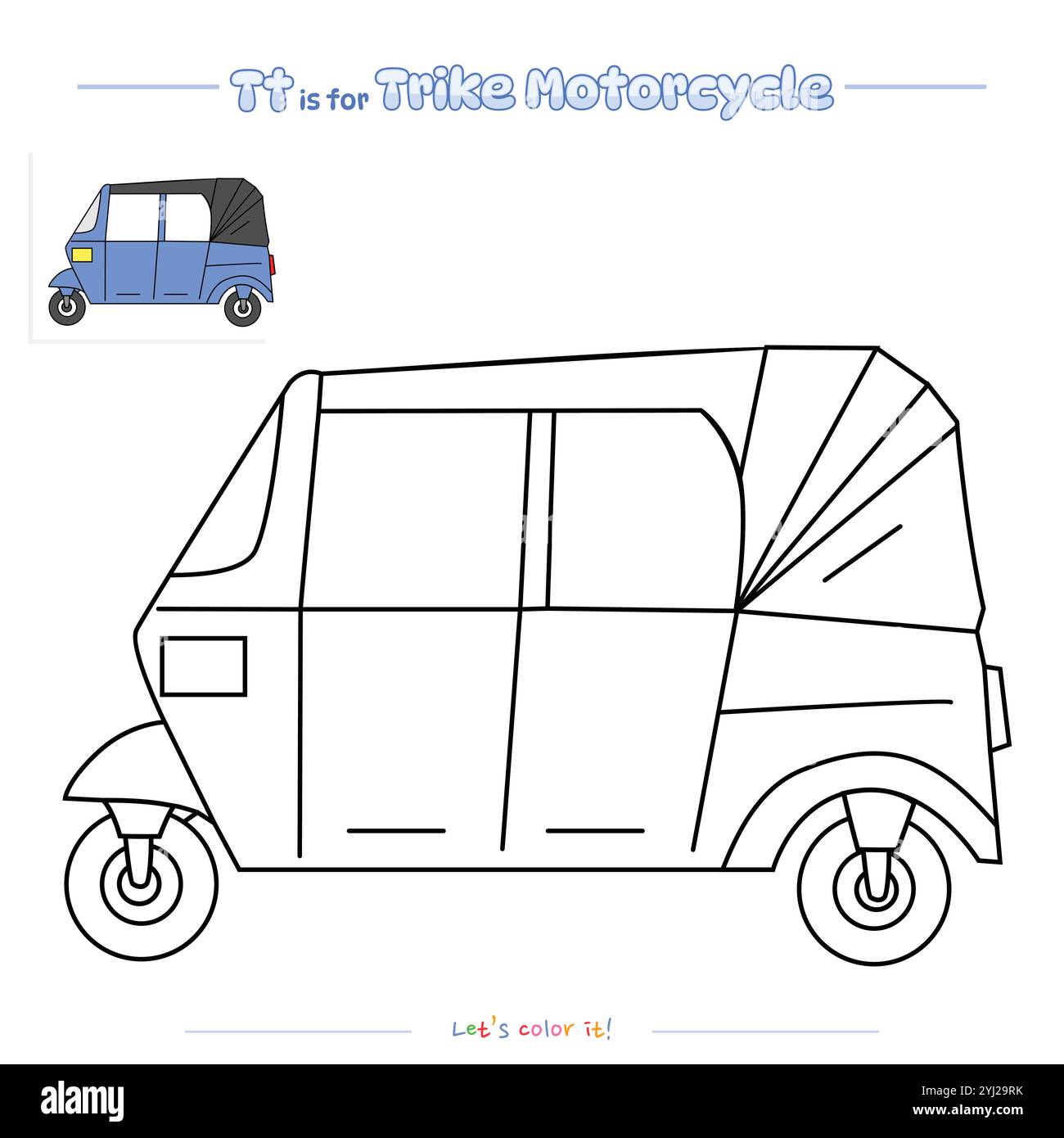 Lets color it. Coloring page with cute cartoon Stock Vector Image & Art ...