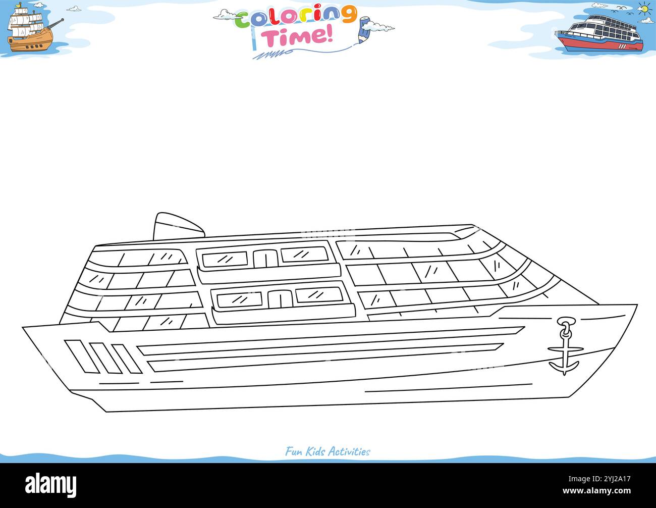 Lets color it. Coloring page with cute cartoon Stock Vector Image & Art ...