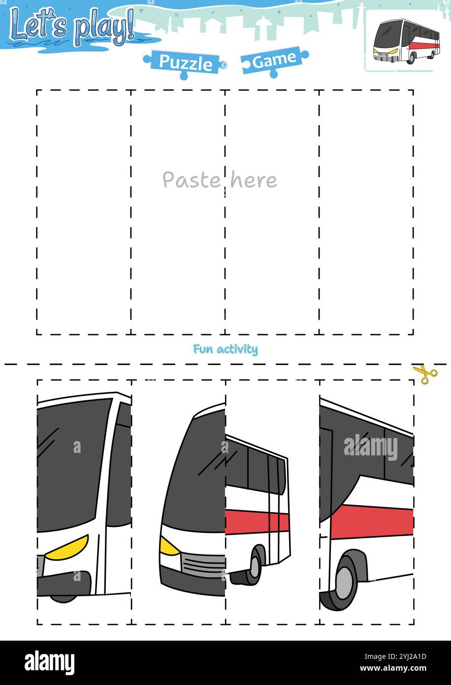 Lets play cut and paste puzzle game with transportation theme Stock ...