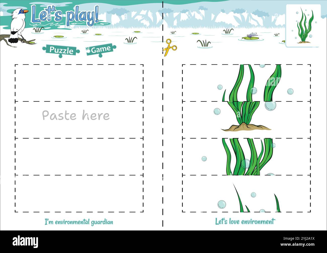 Lets play cut and paste puzzle game with Jungle theme Stock Vector ...