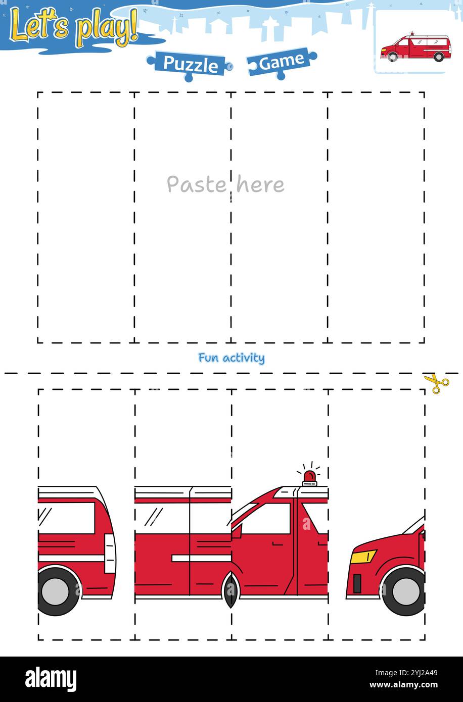 Lets play cut and paste puzzle game with transportation theme Stock ...