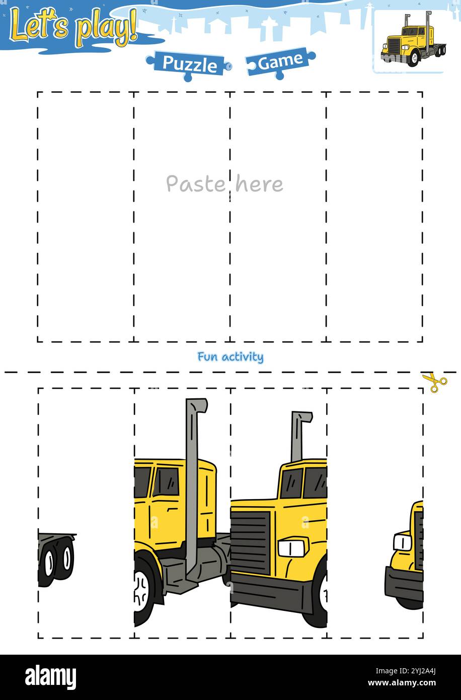 Lets play cut and paste puzzle game with transportation theme Stock ...