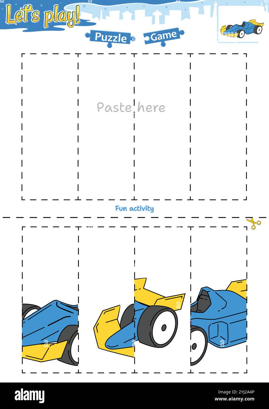 Lets play cut and paste puzzle game with transportation theme Stock ...