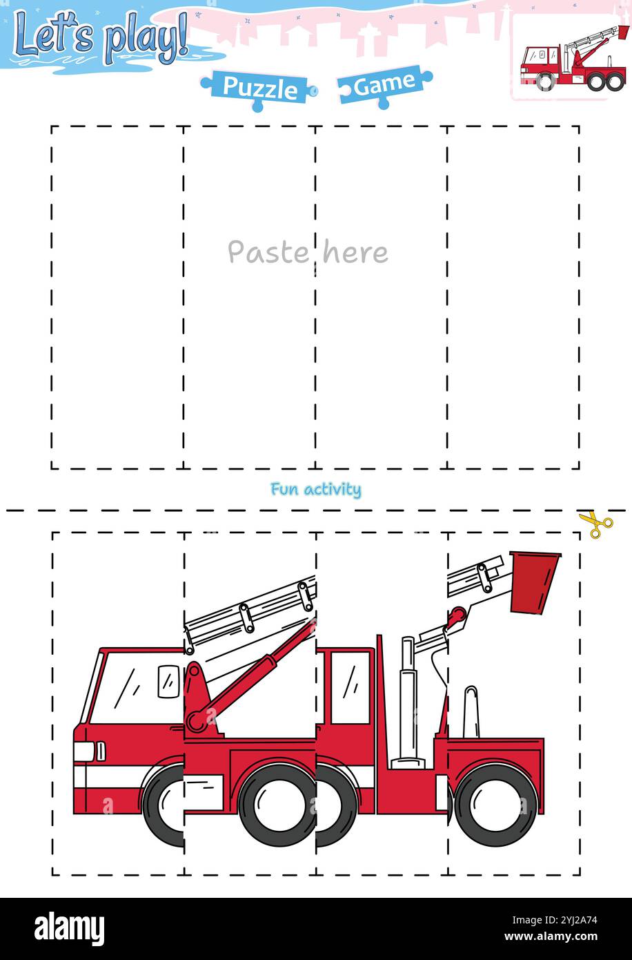 Lets play cut and paste puzzle game with transportation theme Stock ...