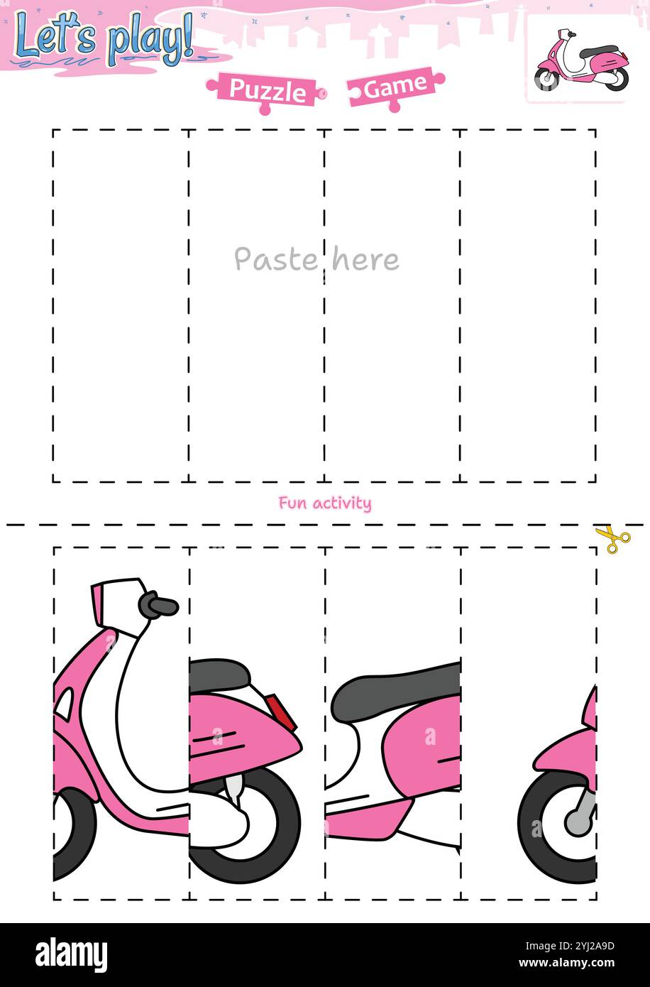 Lets play cut and paste puzzle game with transportation theme Stock ...