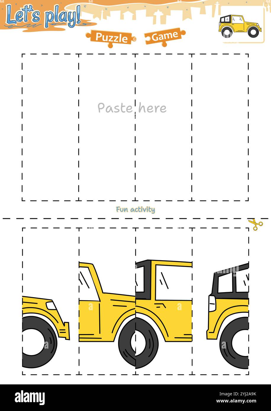 Lets play cut and paste puzzle game with transportation theme Stock ...