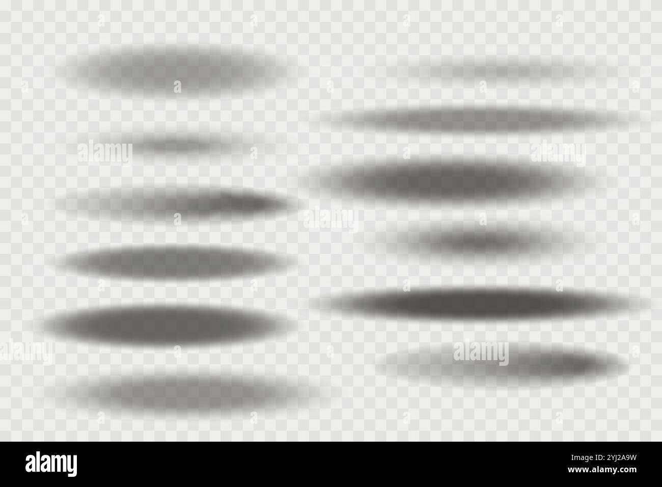 Different realistic round shadow, soft shapes on transparent background ...