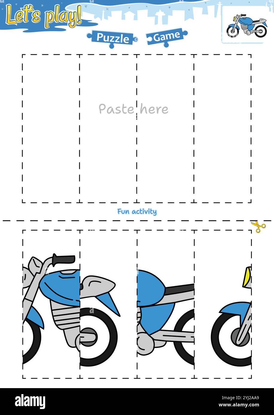 Lets play cut and paste puzzle game with transportation theme Stock ...