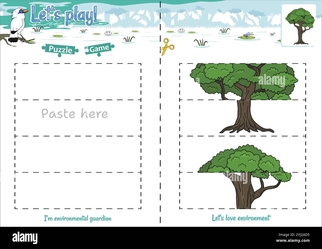 Lets play cut and paste puzzle game with Jungle theme Stock Vector ...