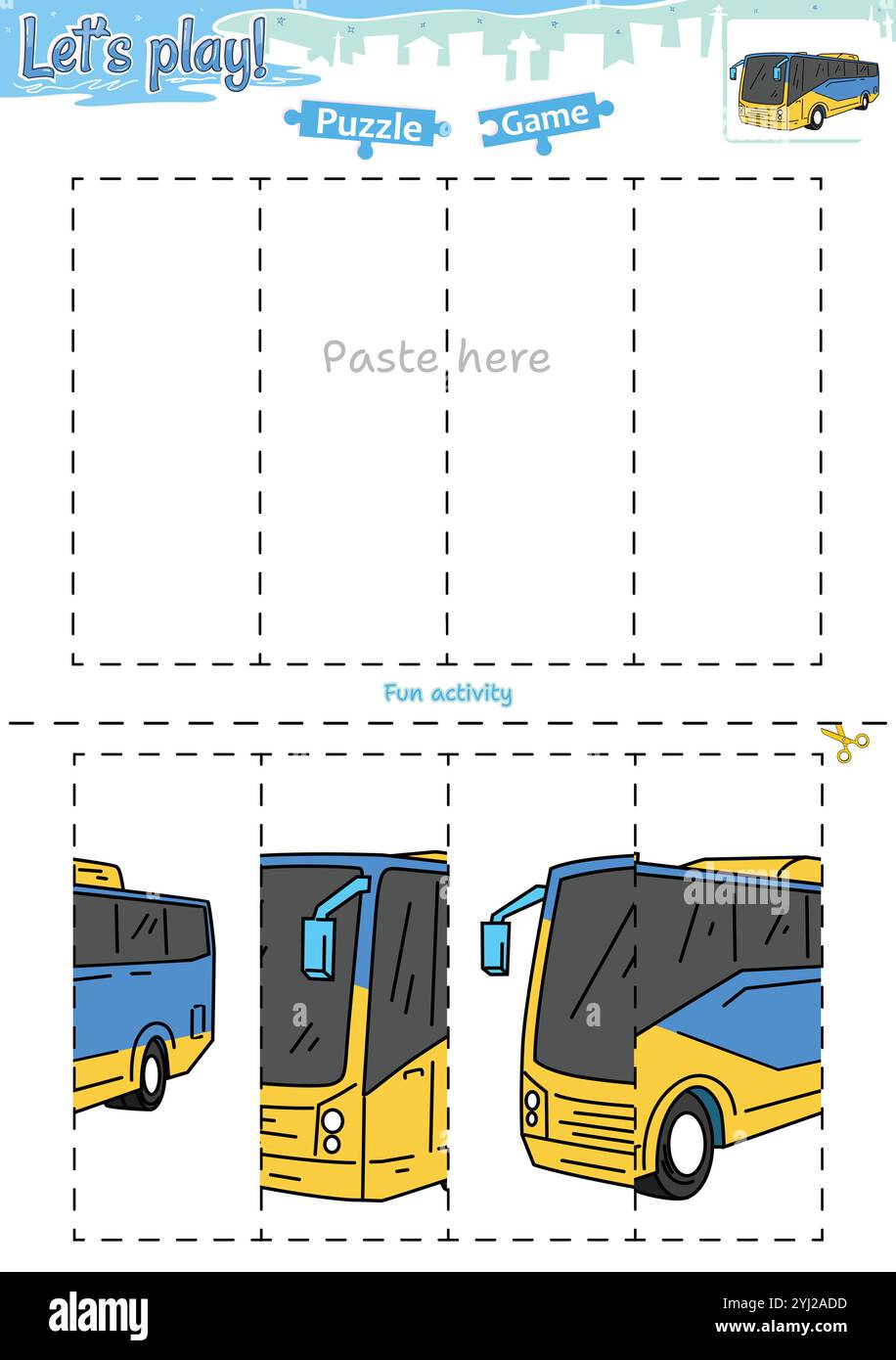 Lets play cut and paste puzzle game with transportation theme Stock ...