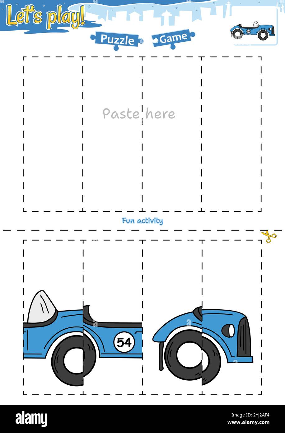 Lets play cut and paste puzzle game with transportation theme Stock ...