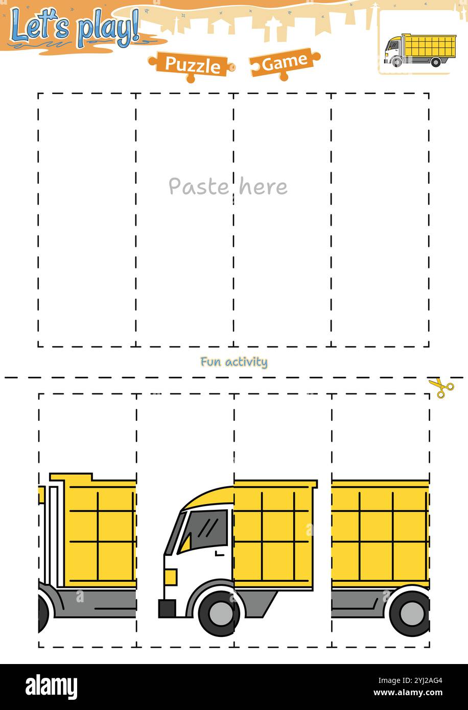 Lets play cut and paste puzzle game with transportation theme Stock ...