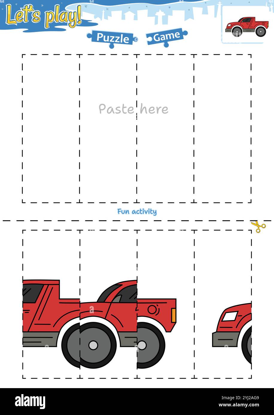 Lets play cut and paste puzzle game with transportation theme Stock ...