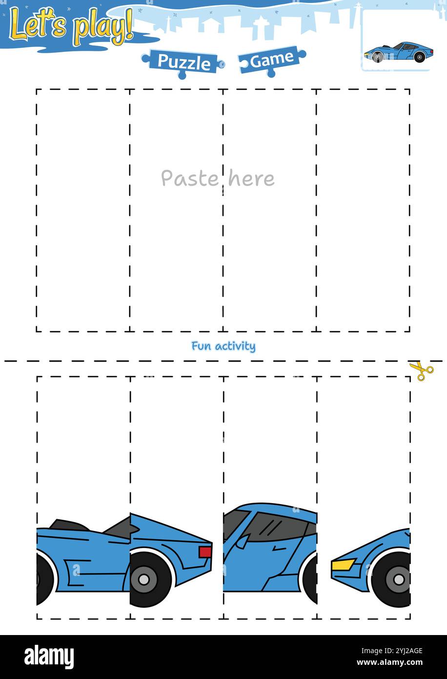Lets play cut and paste puzzle game with transportation theme Stock ...