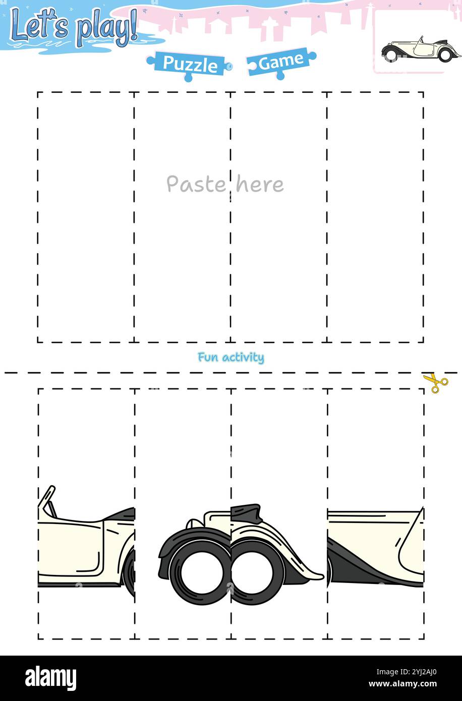 Lets play cut and paste puzzle game with transportation theme Stock ...