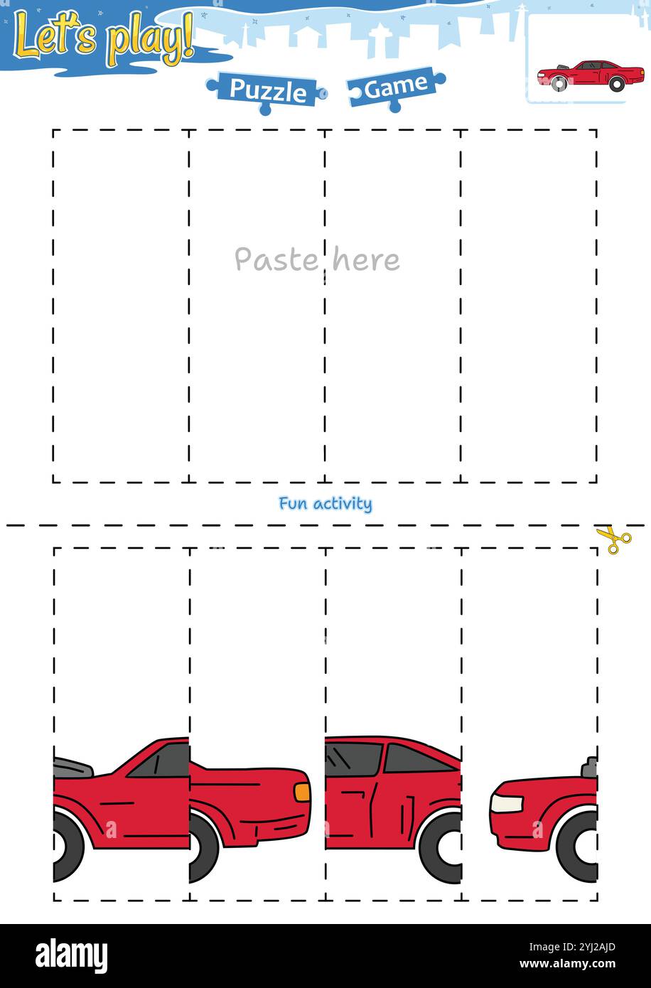 Lets play cut and paste puzzle game with transportation theme Stock ...