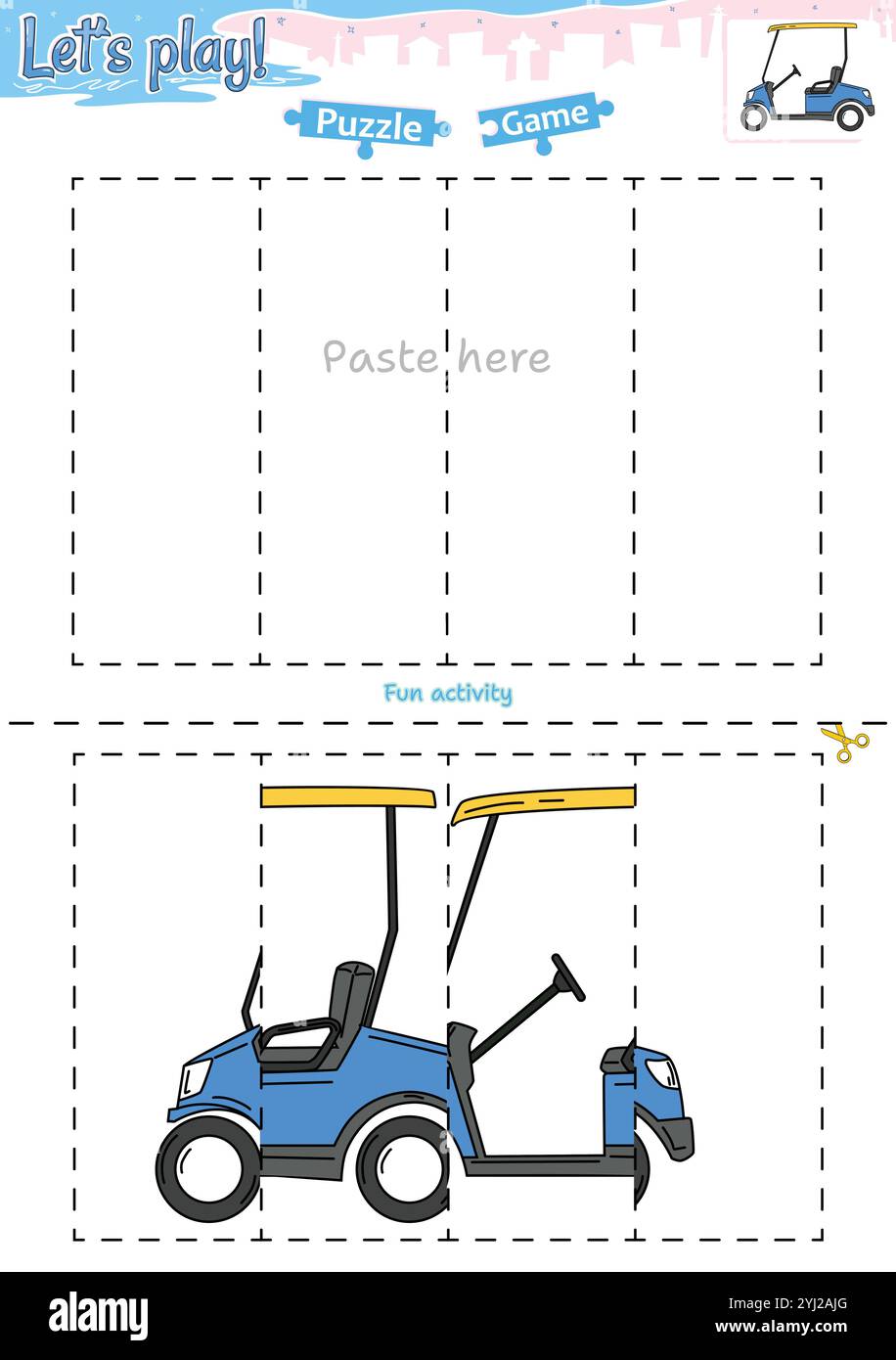 Lets play cut and paste puzzle game with transportation theme Stock ...