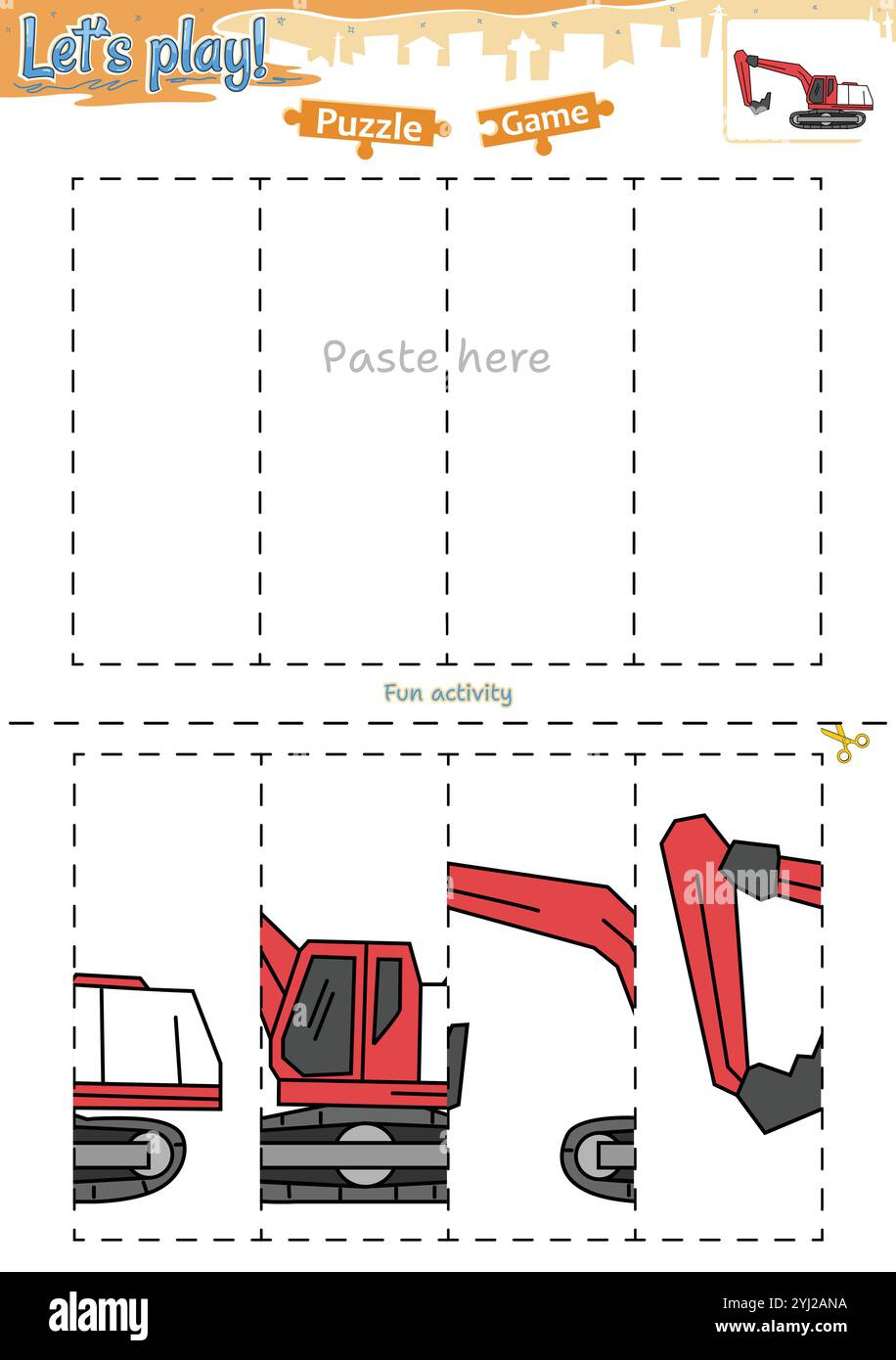 Lets play cut and paste puzzle game with transportation theme Stock ...