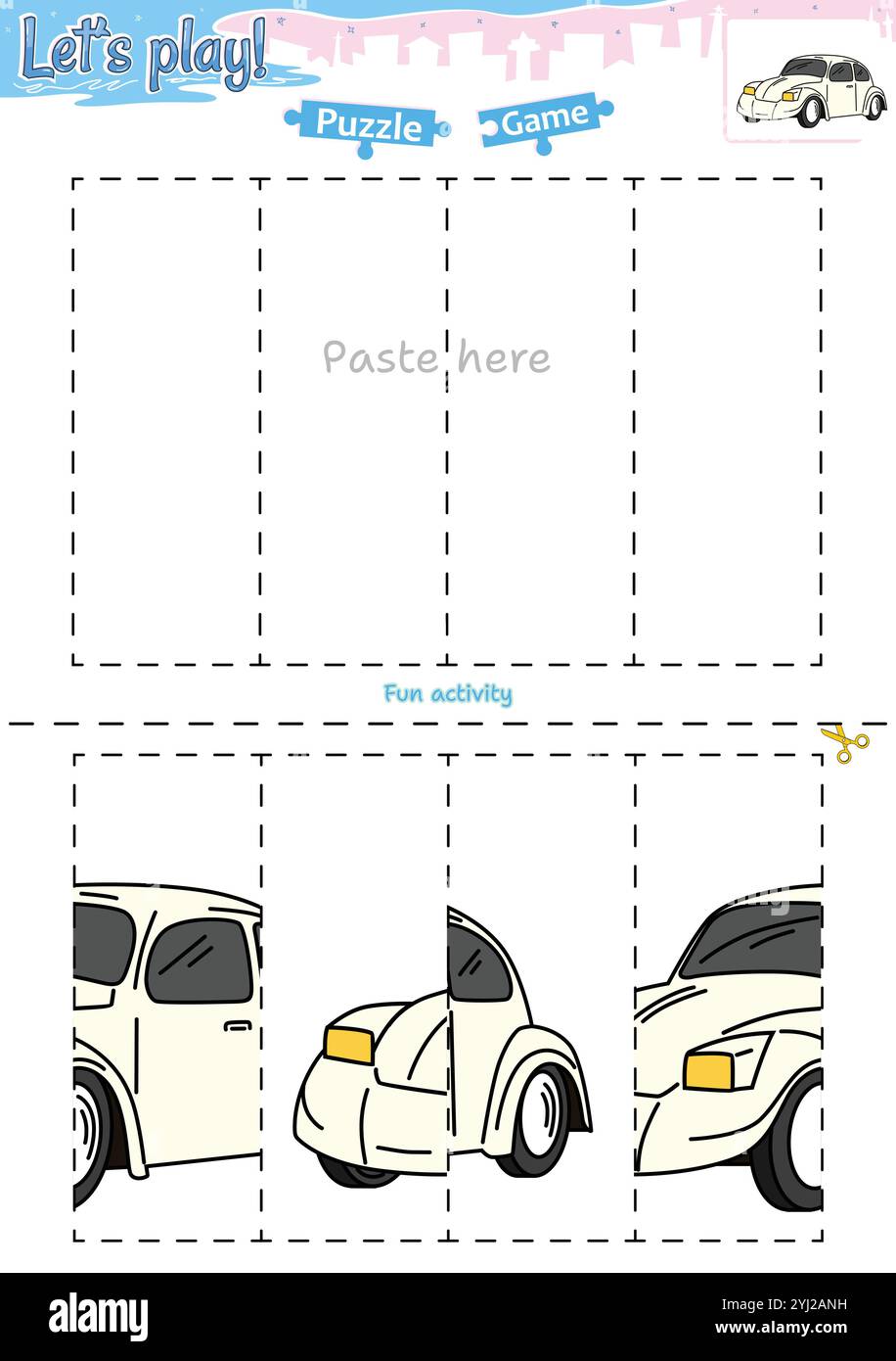 Lets play cut and paste puzzle game with transportation theme Stock ...