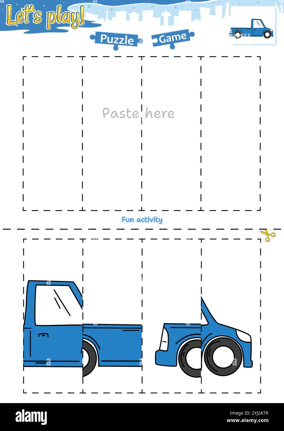 Lets play cut and paste puzzle game with transportation theme Stock ...