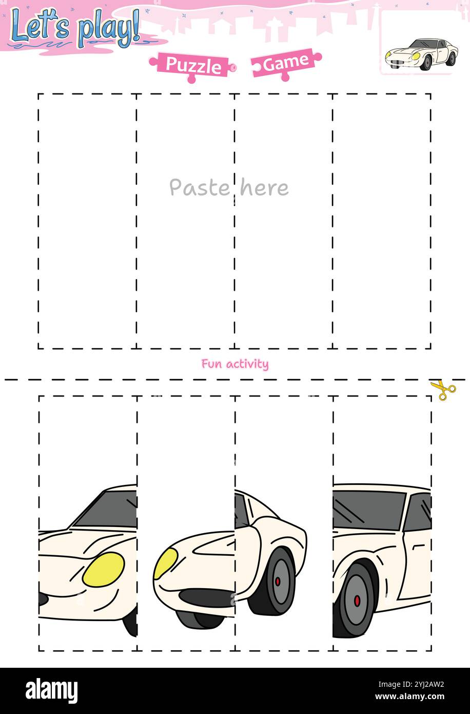 Lets play cut and paste puzzle game with transportation theme Stock ...