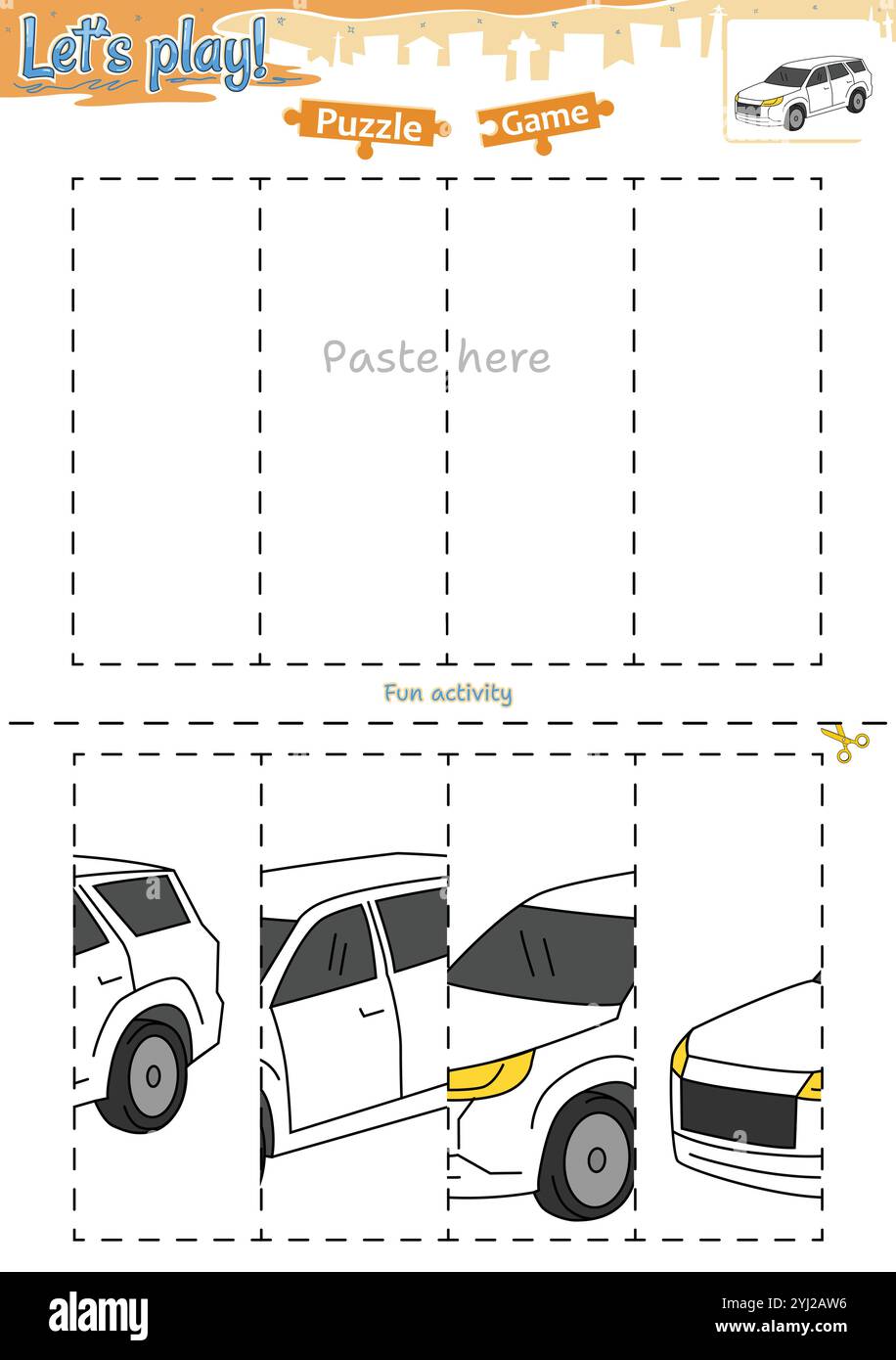 Lets play cut and paste puzzle game with transportation theme Stock ...