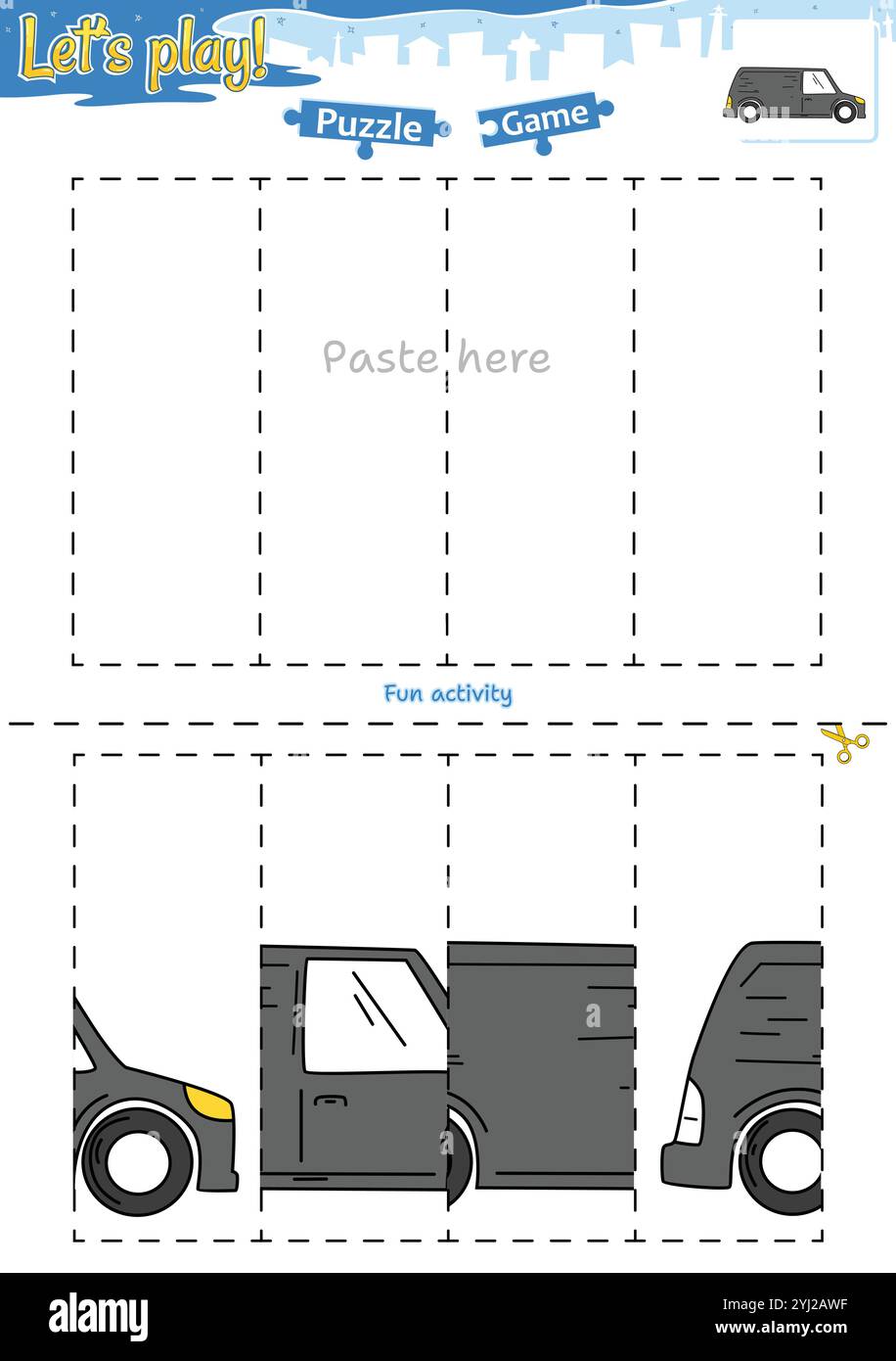 Lets play cut and paste puzzle game with transportation theme Stock ...