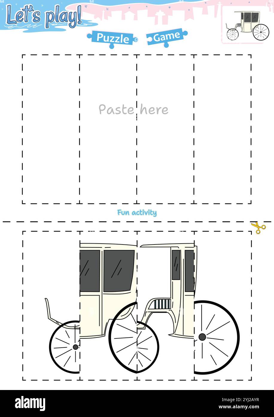 Lets play cut and paste puzzle game with transportation theme Stock ...