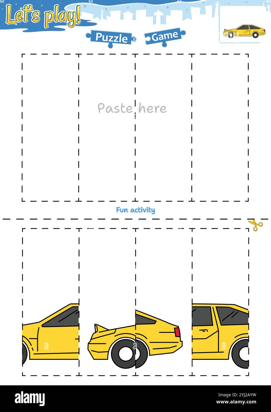 Lets play cut and paste puzzle game with transportation theme Stock ...