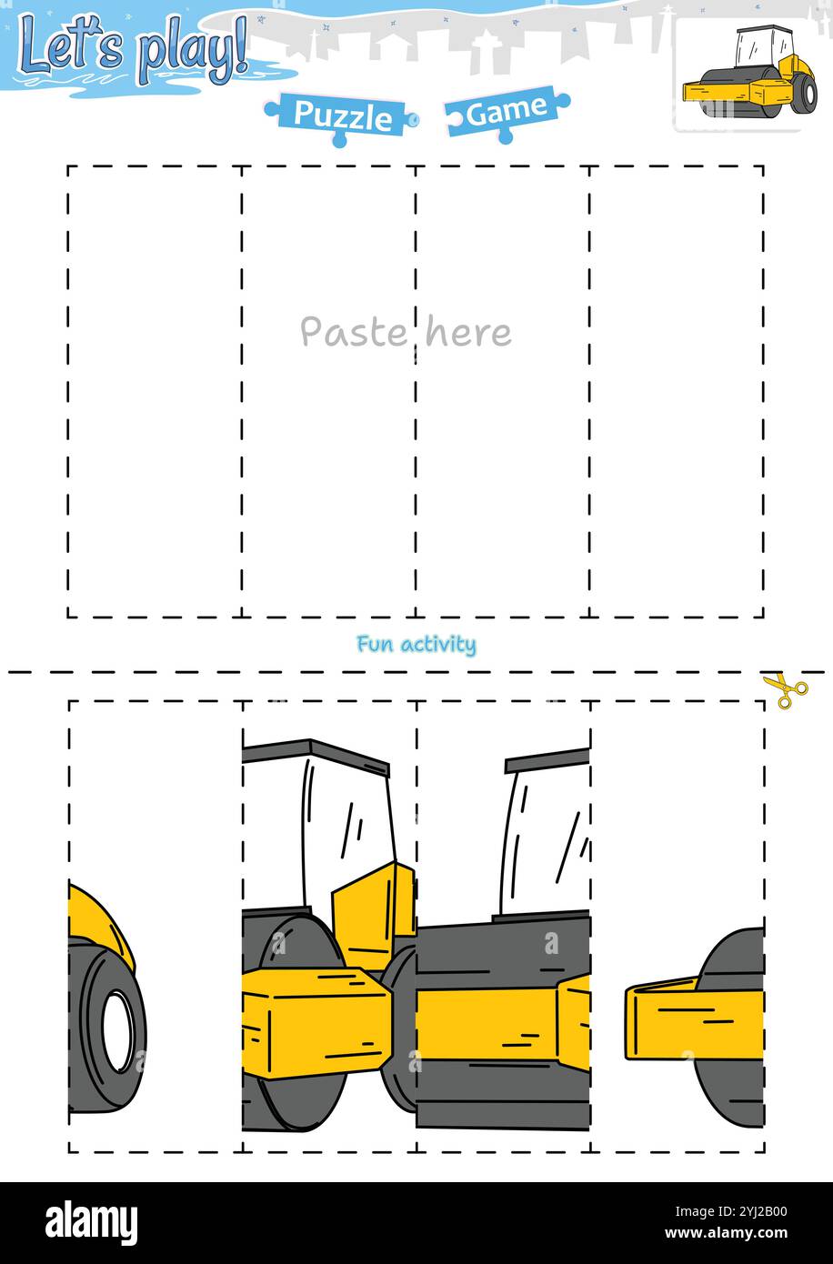 Lets play cut and paste puzzle game with transportation theme Stock ...