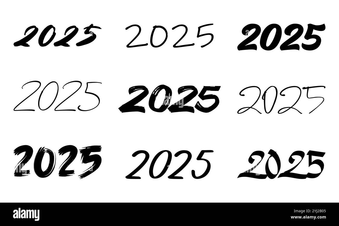 Set 2025 happy new Stock Vector Images - Alamy