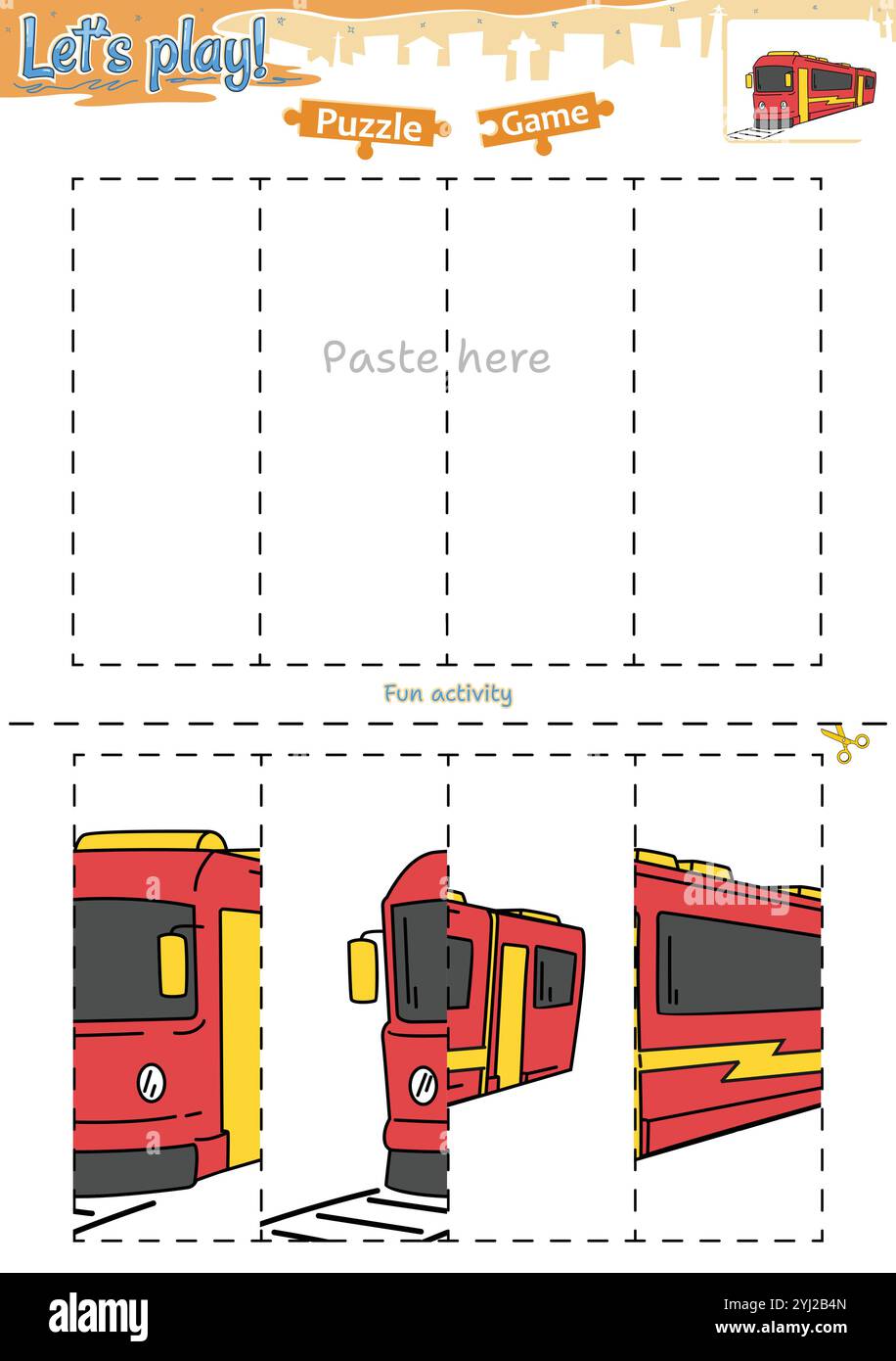 Lets play cut and paste puzzle game with transportation theme Stock ...