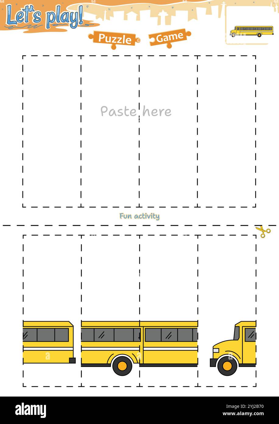 Lets play cut and paste puzzle game with transportation theme Stock ...