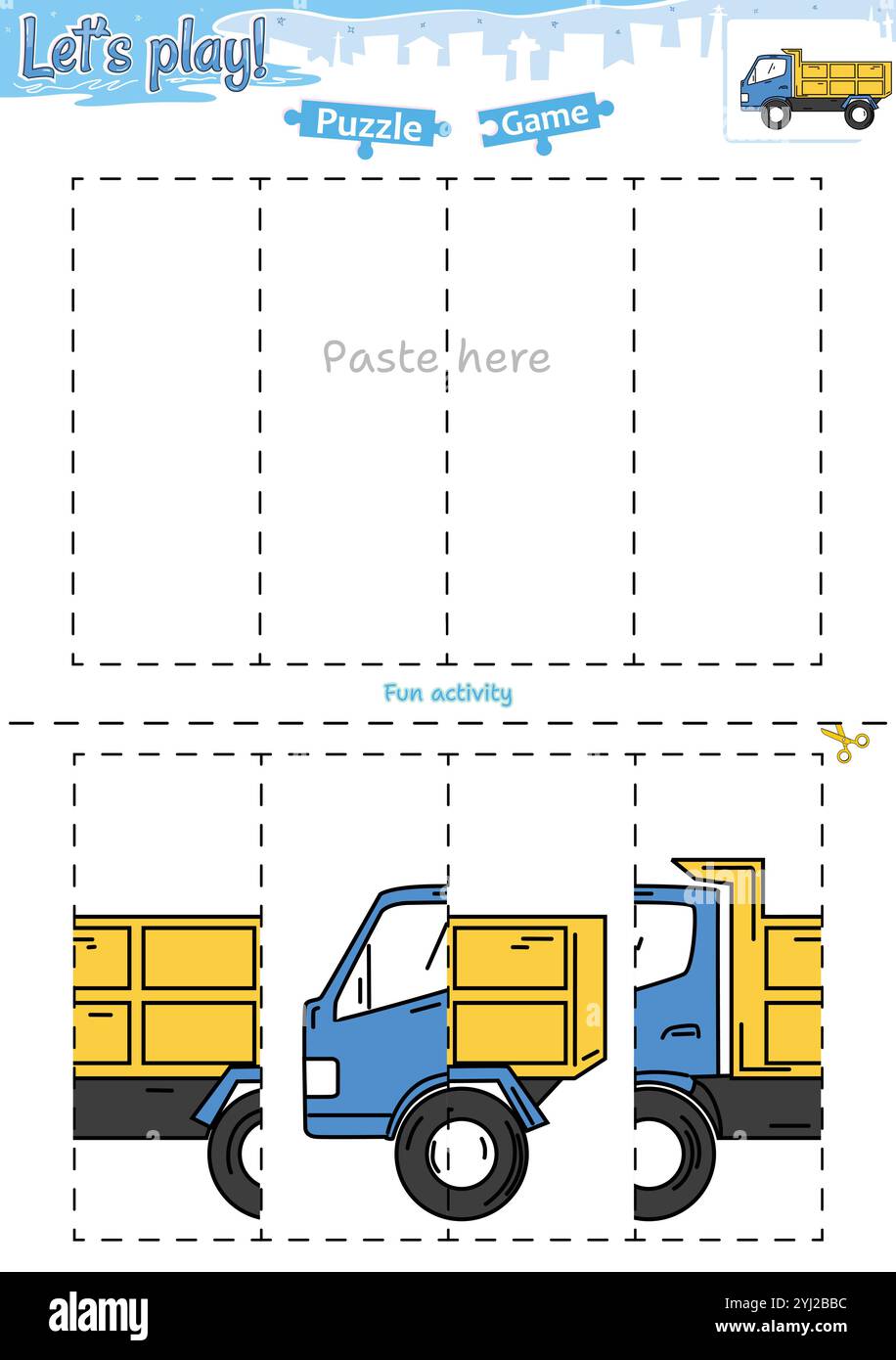 Lets play cut and paste puzzle game with transportation theme Stock ...