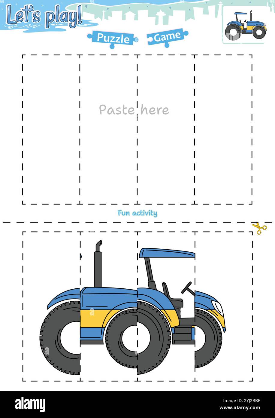 Lets play cut and paste puzzle game with transportation theme Stock ...