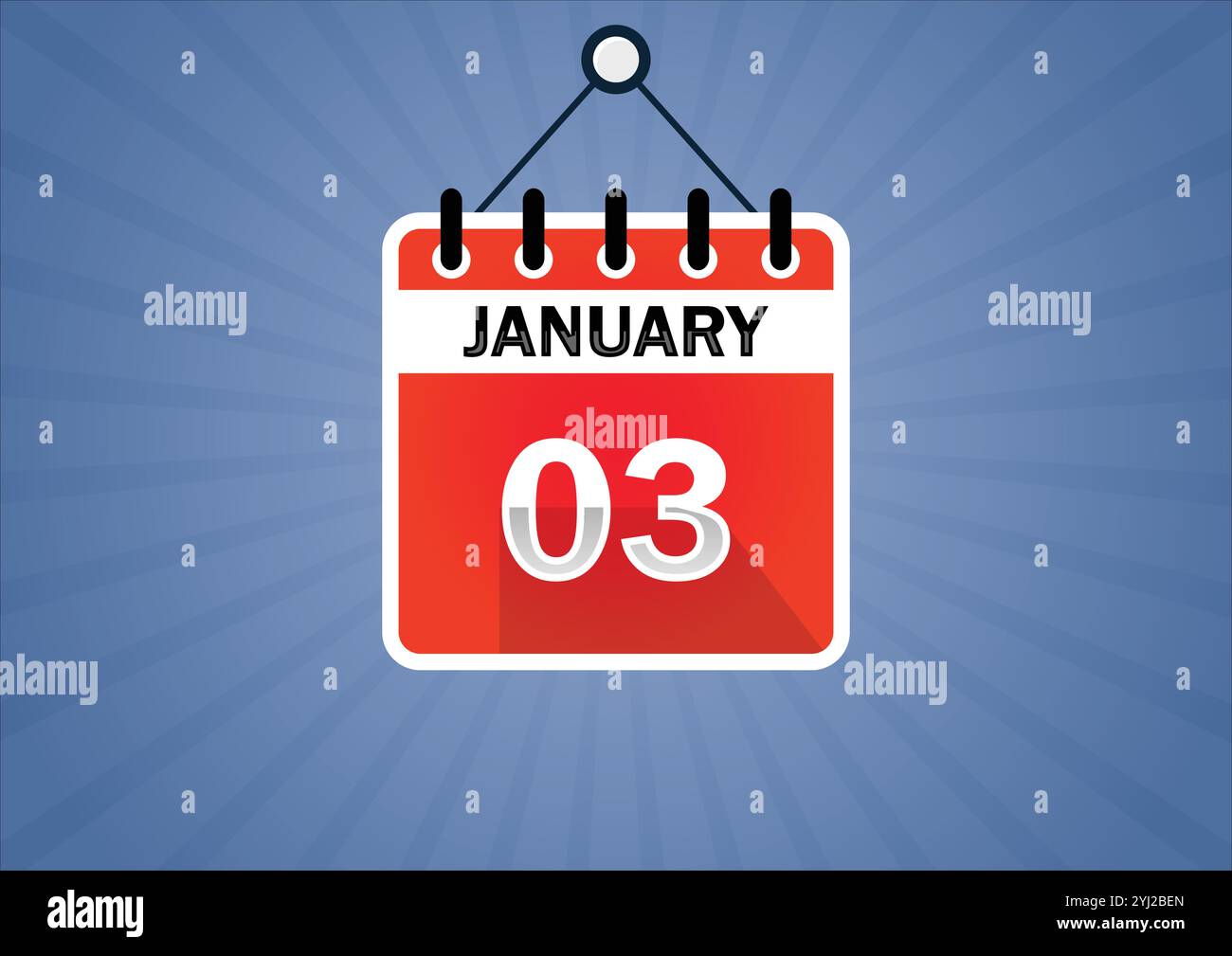 January 03, Calendar hanging sign. 3th days of the month, modern ...