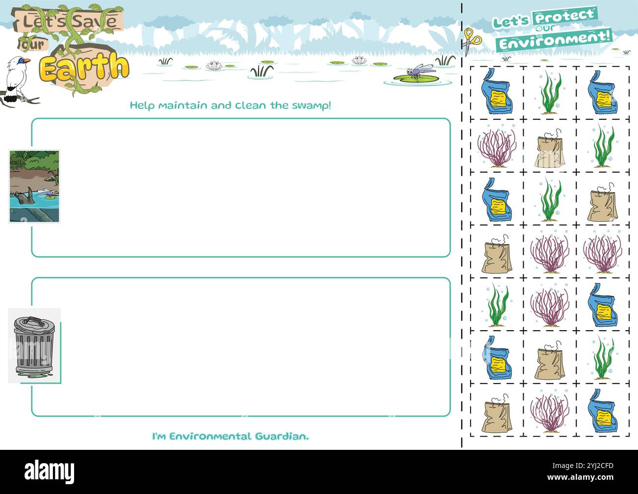 Sorting game Clean it up environment logic game for kids swamp theme ...