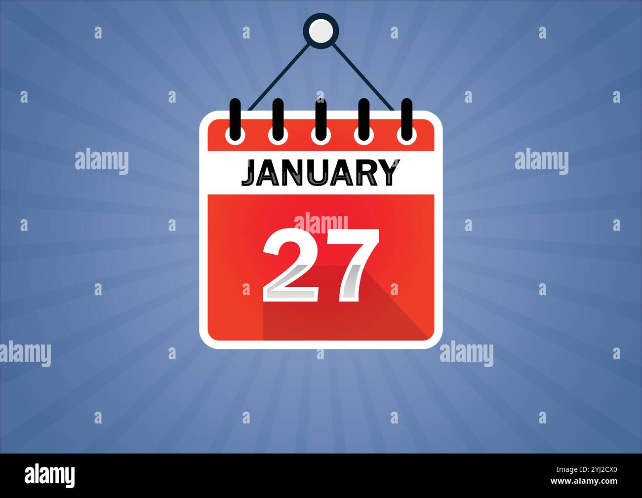 January 27, Calendar hanging sign. 27th days of the month, modern ...
