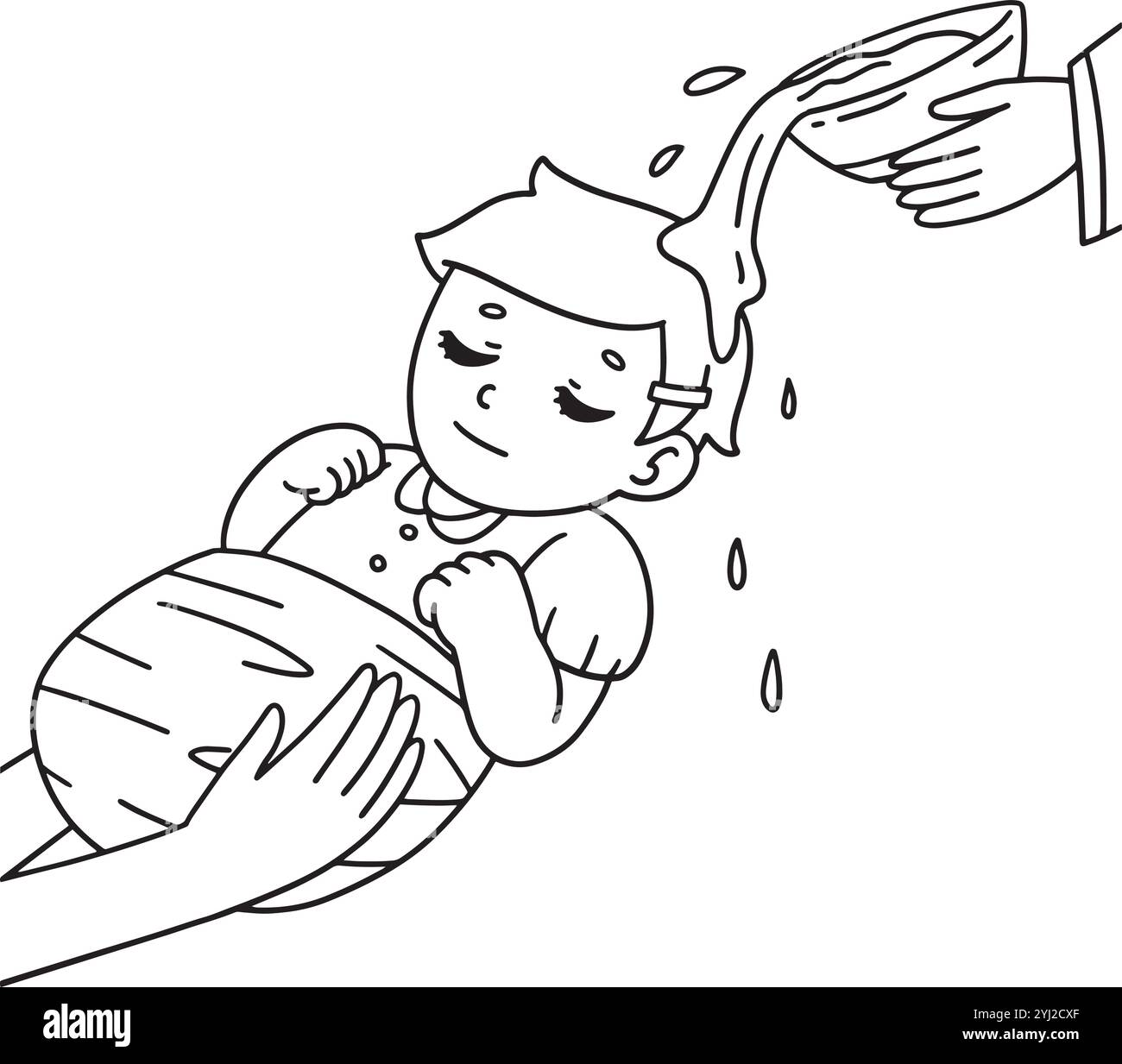 Baptism Baby Being Baptized Isolated Coloring Page Stock Vector Image ...