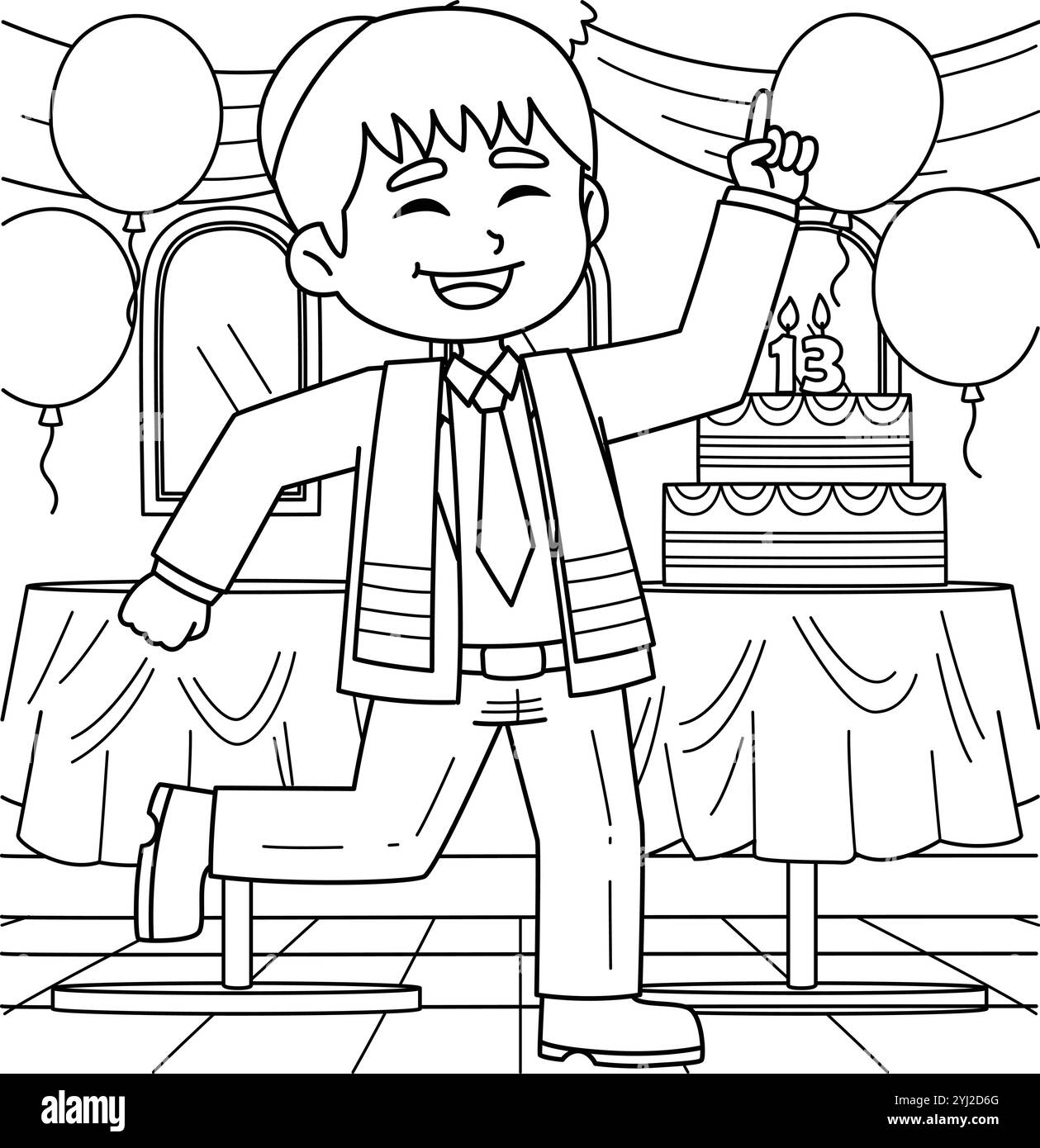 Bar Mitzvah Boy Doing Dancing Coloring Page Stock Vector Image & Art ...