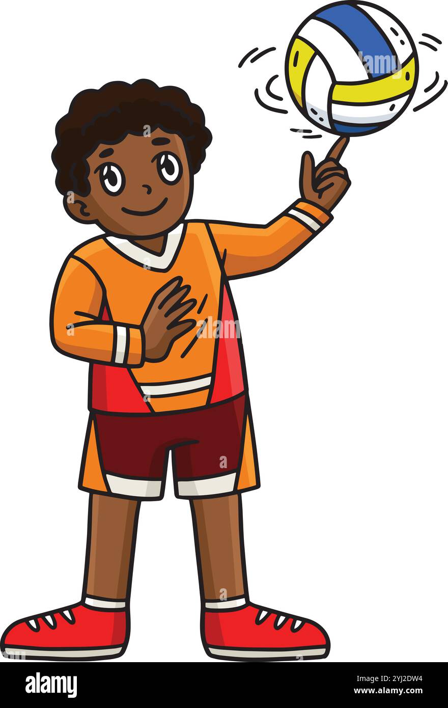 Volleyball Player Spinning Ball Cartoon Clipart Stock Vector Image ...