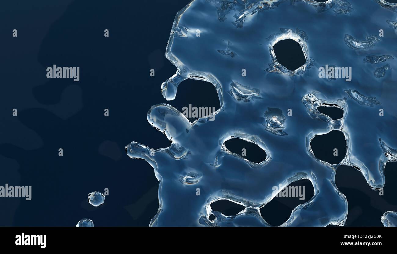 Illustration of an Aerial view of a frozen, crystalline blue ice ...