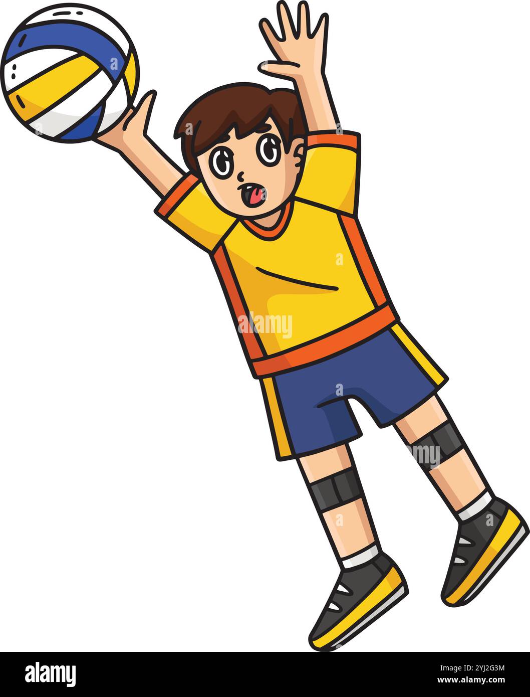 Volleyball Player Blocking Ball Cartoon Clipart Stock Vector Image ...