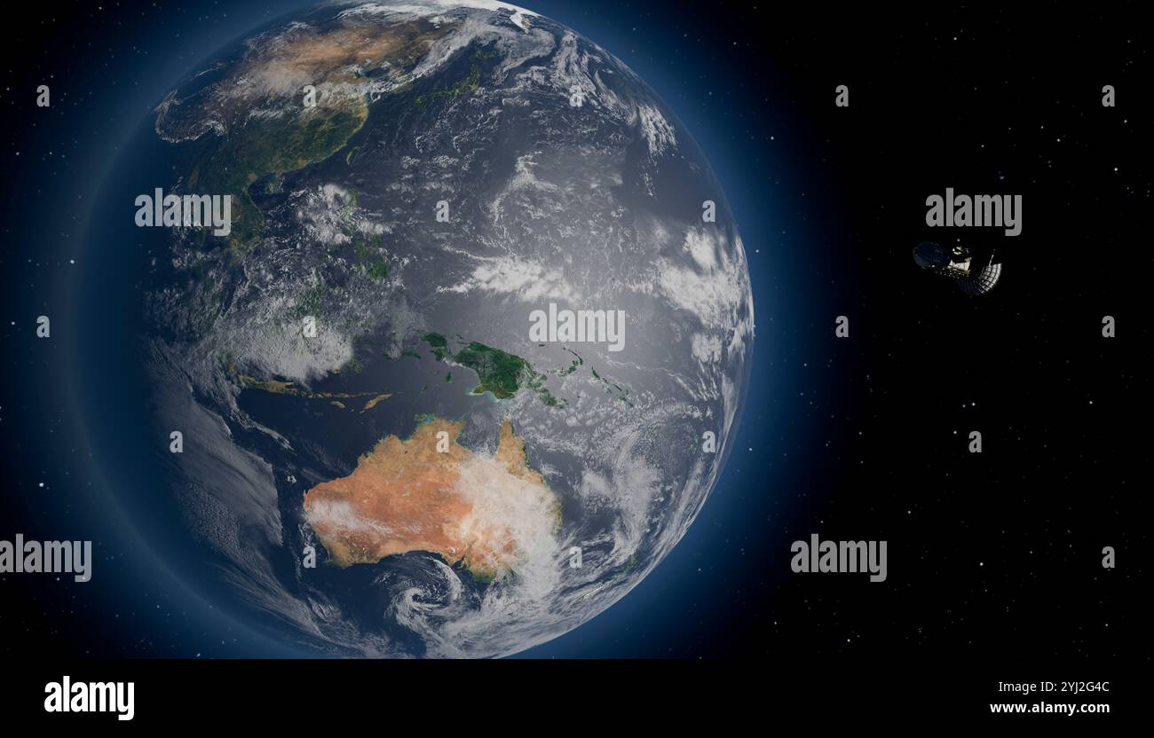Illustration of earth viewed from space showing continents with a ...