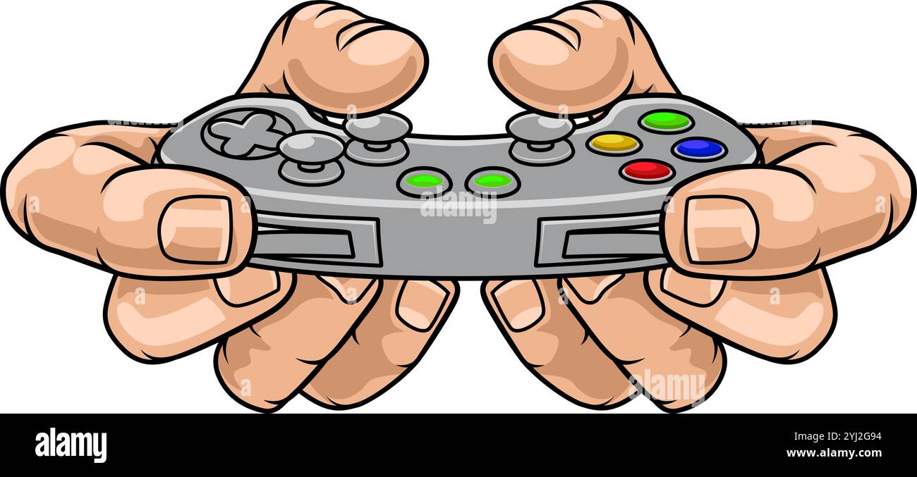 Gamer Hands Holding Video Game Controller Stock Vector Image & Art - Alamy